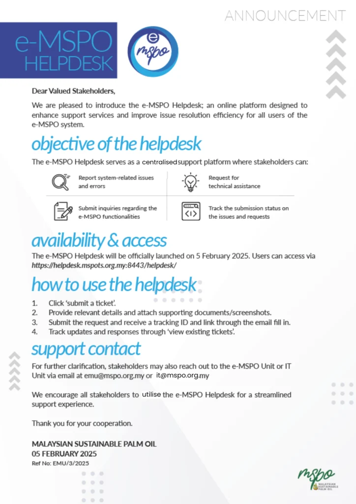 e-MSPO Helpdesk – MSPO