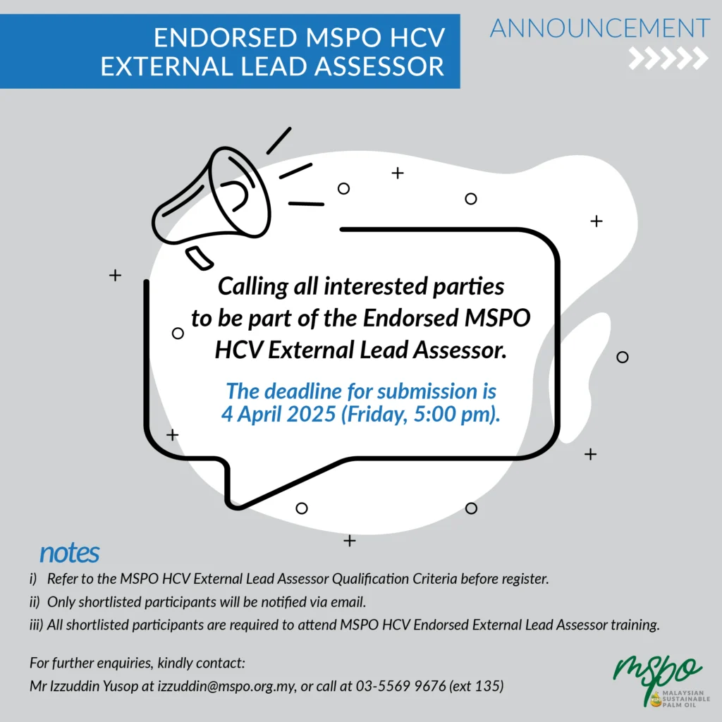 Endorsed MSPO HCV External Lead Assessor – MSPO